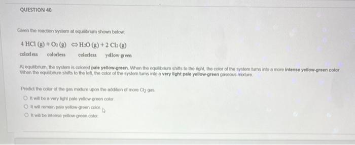 Solved GNen the rooctionsystern at equibrium shown below | Chegg.com