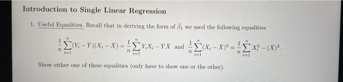Solved Introduction to Single Linear Regression 1. Useful | Chegg.com