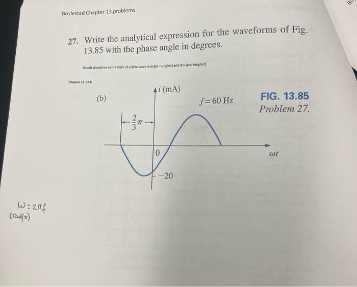 Solved 27. Write the analytical expression for the waveforms | Chegg.com