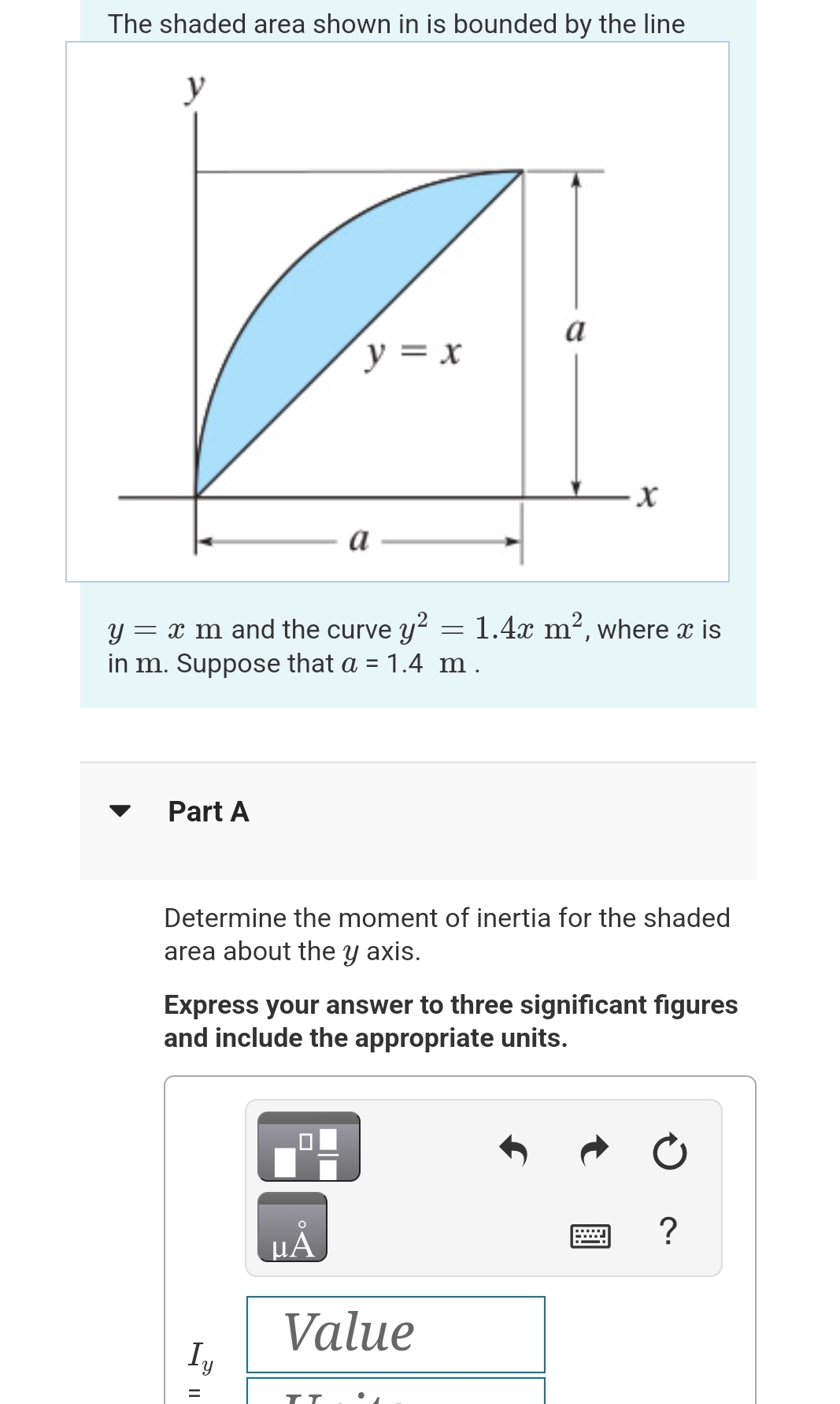 Solved The shaded area shown in is bounded by the liney=xm | Chegg.com