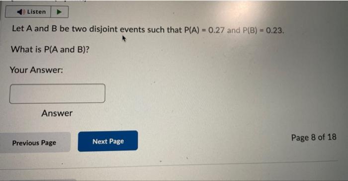 Solved Let A and B be two disjoint events such that | Chegg.com