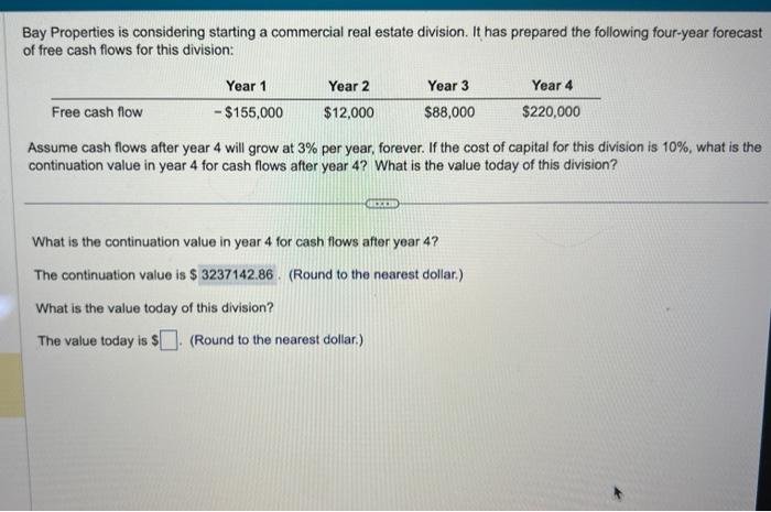 Solved Bay Properties is considering starting a commercial | Chegg.com