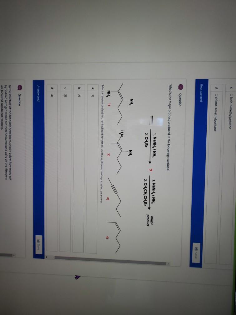 Solved с 1-lodo-3-methylpentane d 1-chloro-3-methylpentane | Chegg.com