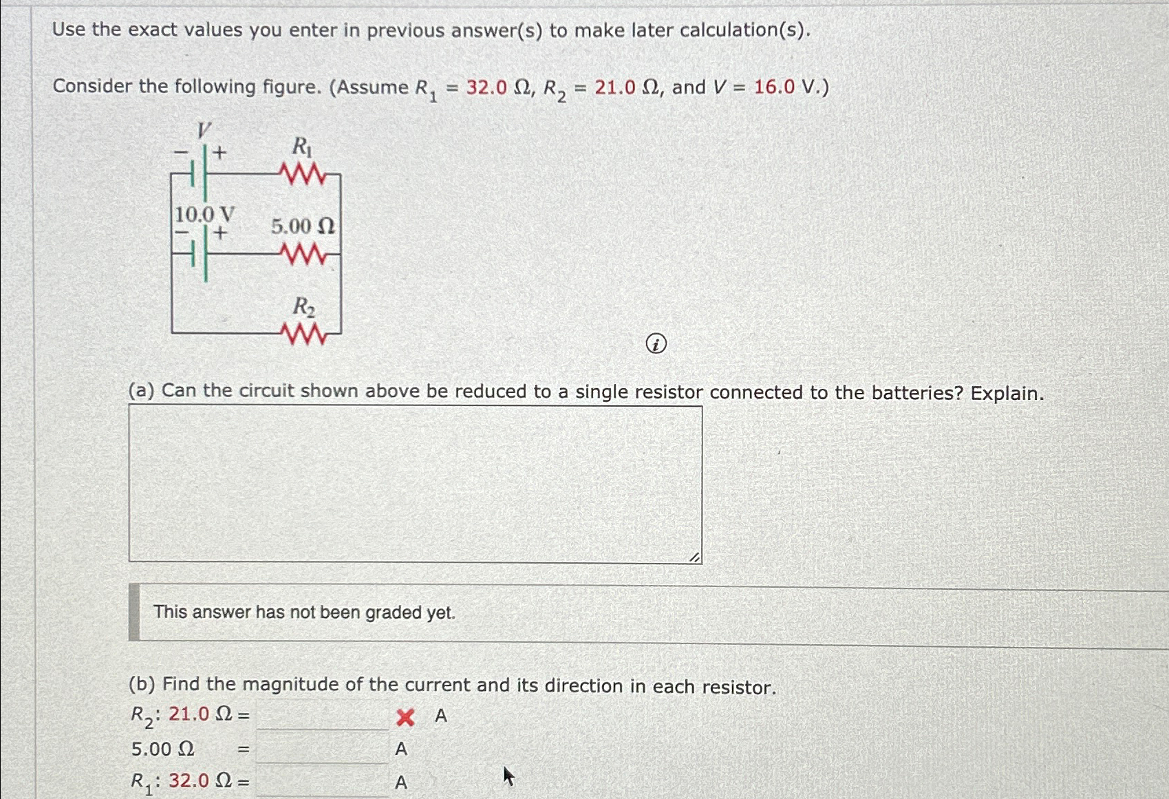Solved Use the exact values you enter in previous answer(s) | Chegg.com