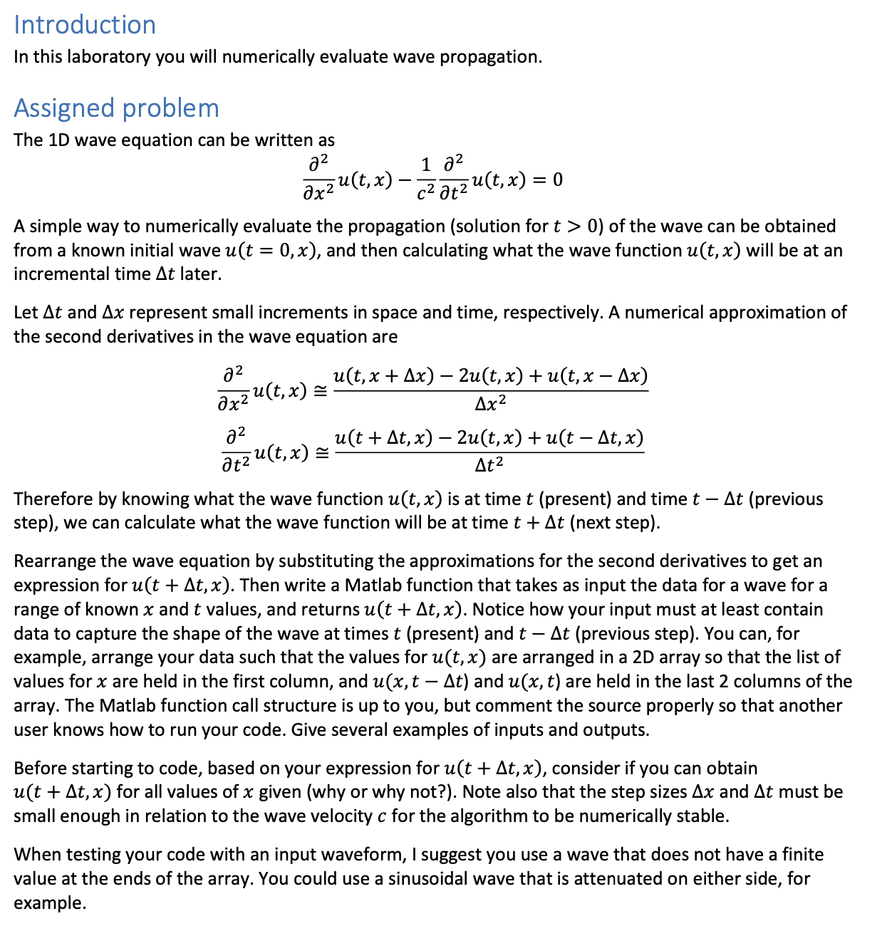 Solved IntroductionIn this laboratory you will numerically | Chegg.com