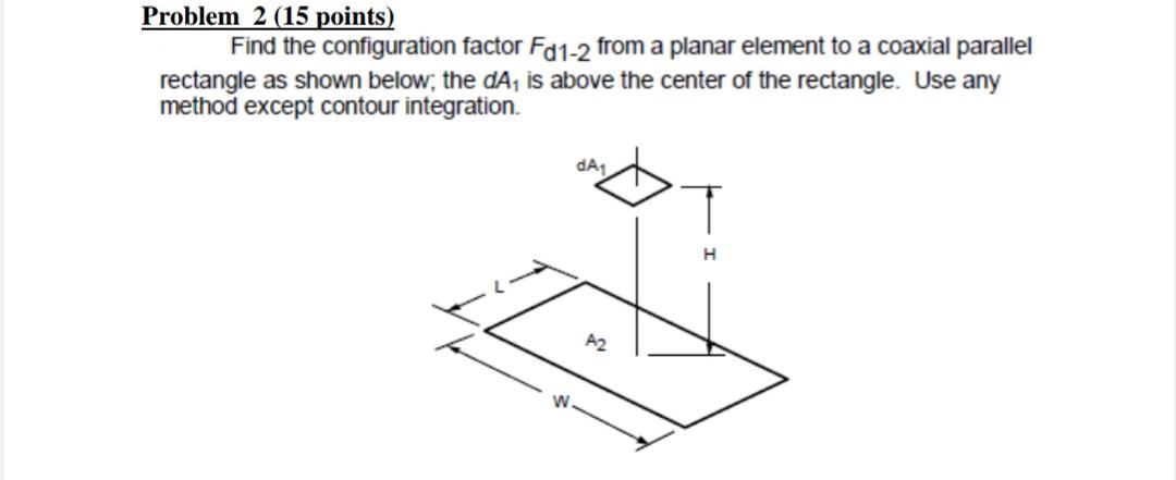 Solved Problem 2 (15 points) Find the configuration factor | Chegg.com