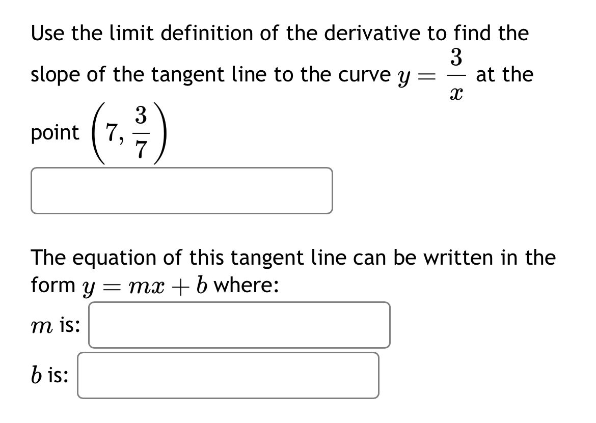 Solved Use the limit definition of the derivative to find | Chegg.com