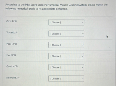 Solved According to the PTA Score Builders Numerical Muscle | Chegg.com