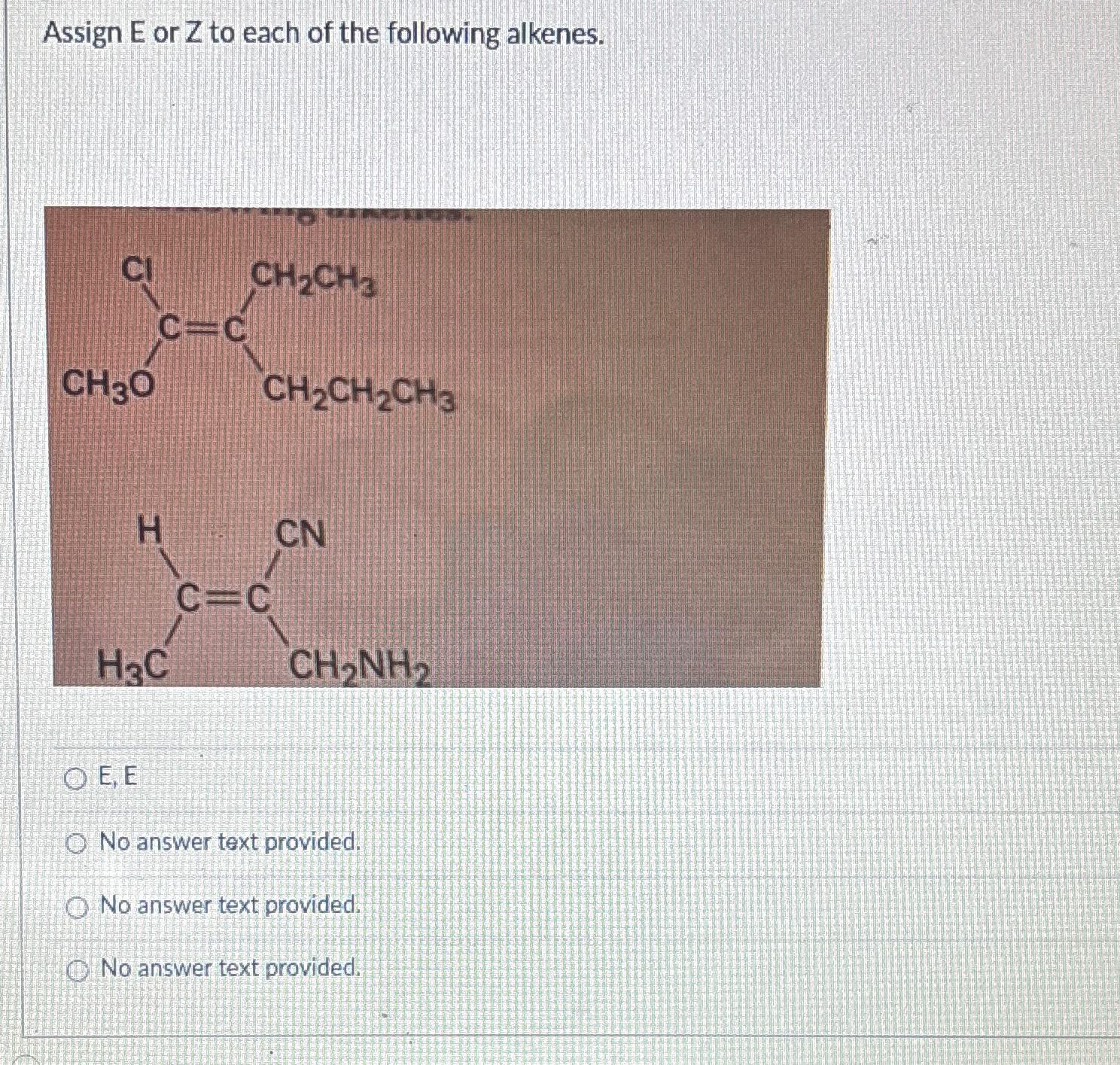 Solved Assign E ﻿or Z ﻿to each of the following | Chegg.com