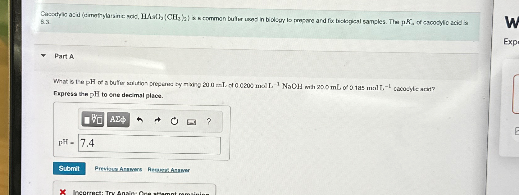 Solved ONLY ANSWER PART B PLEASE ﻿Cacodylic acid | Chegg.com