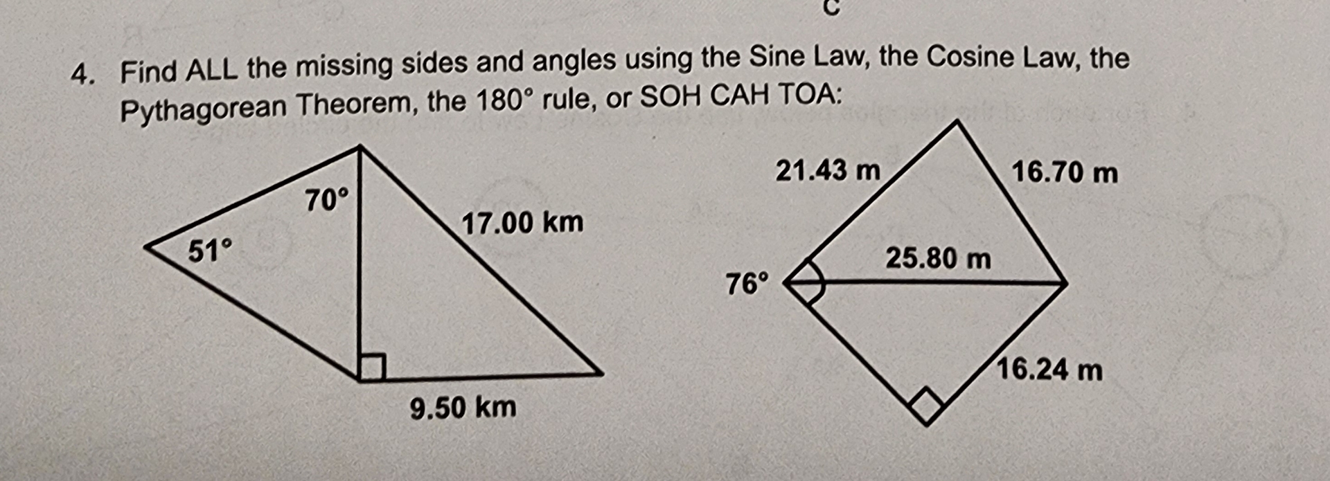 Solved Find ALL the missing sides and angles using the Sine | Chegg.com