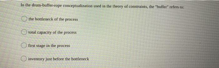 Solved In the drum-buffer-rope conceptualization used in the | Chegg.com