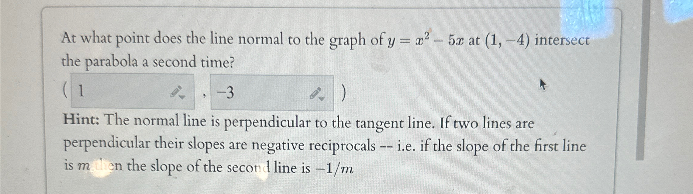 Solved At what point does the line normal to the graph of | Chegg.com