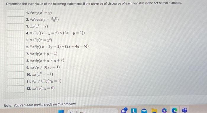 Solved Determine the truth value of the following statements | Chegg.com