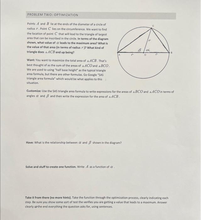 Solved Points A and B lie at the ends of the diameter of a | Chegg.com