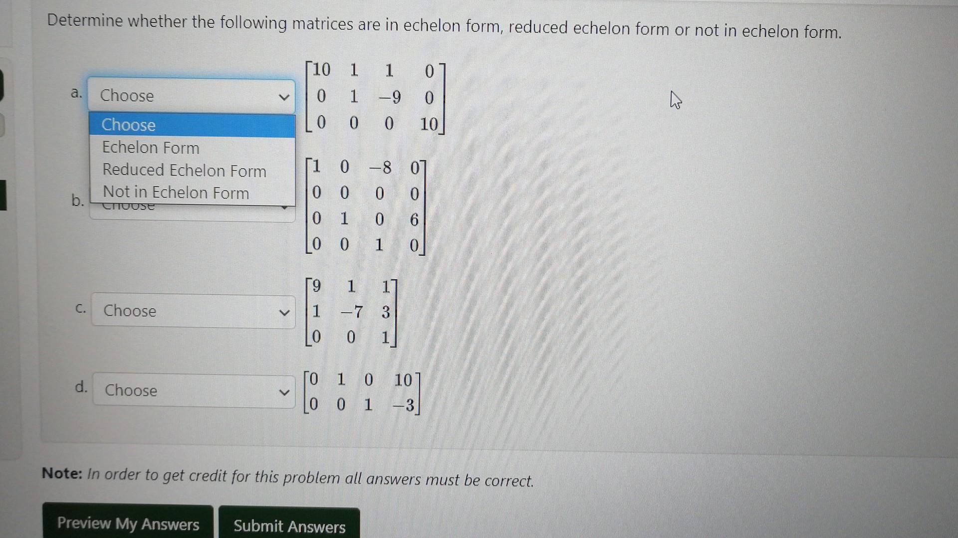 Solved Determine whether the following matrices are in | Chegg.com