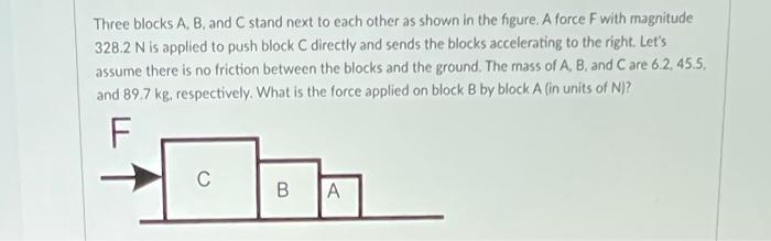 Solved Three blocks A,B, and C stand next to each other as | Chegg.com