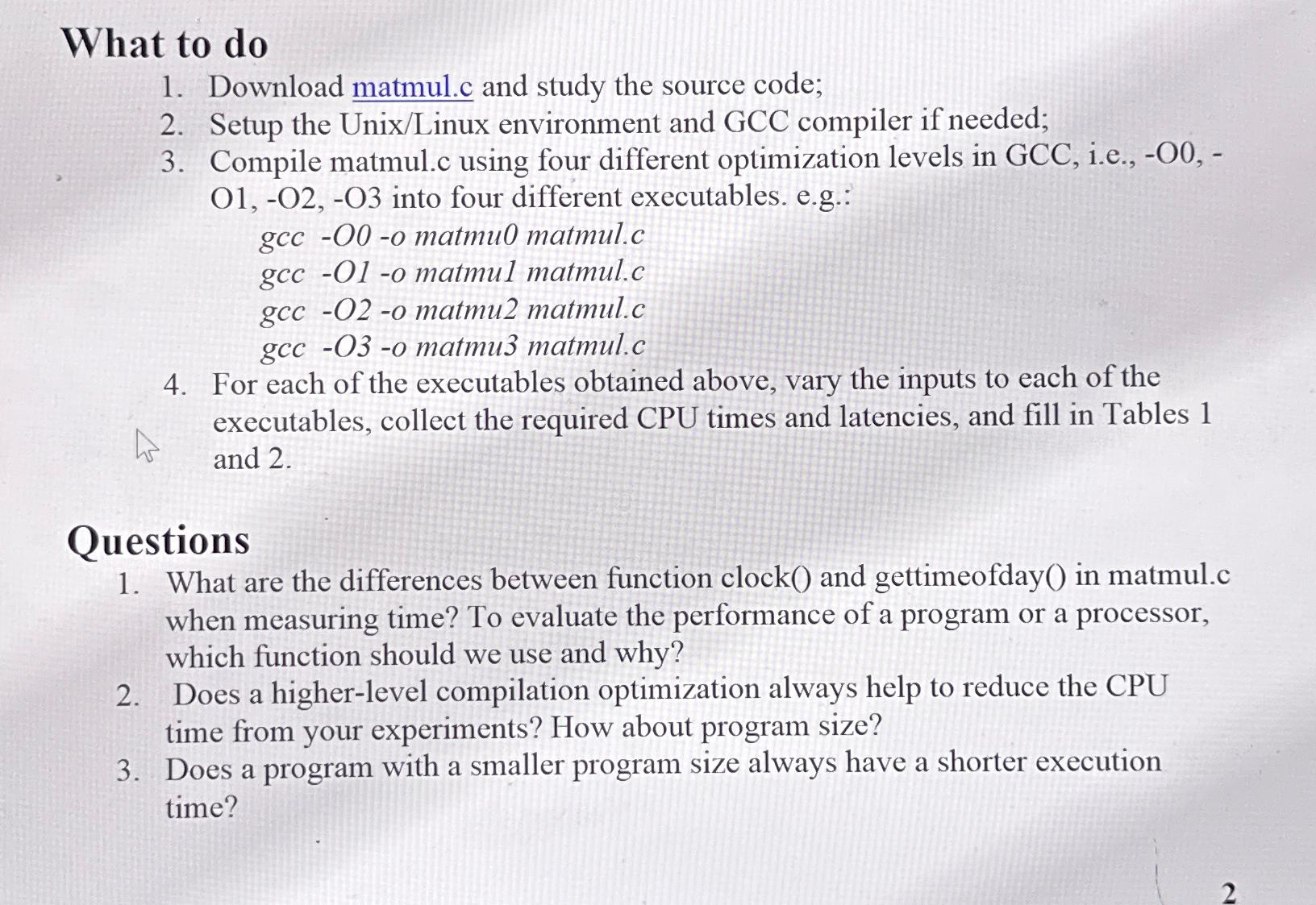 Solved What to doDownload matmul.c and study the source | Chegg.com