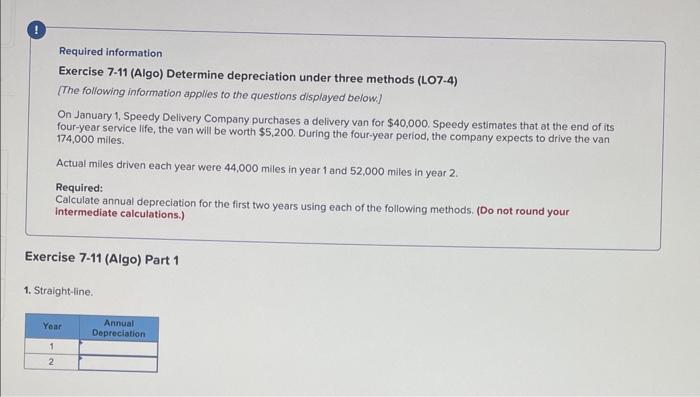 Solved Required information Exercise 7-11 (Algo) Determine | Chegg.com