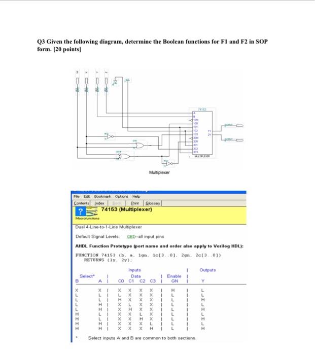 Q3 Given The Following Diagram Determine The Boolean