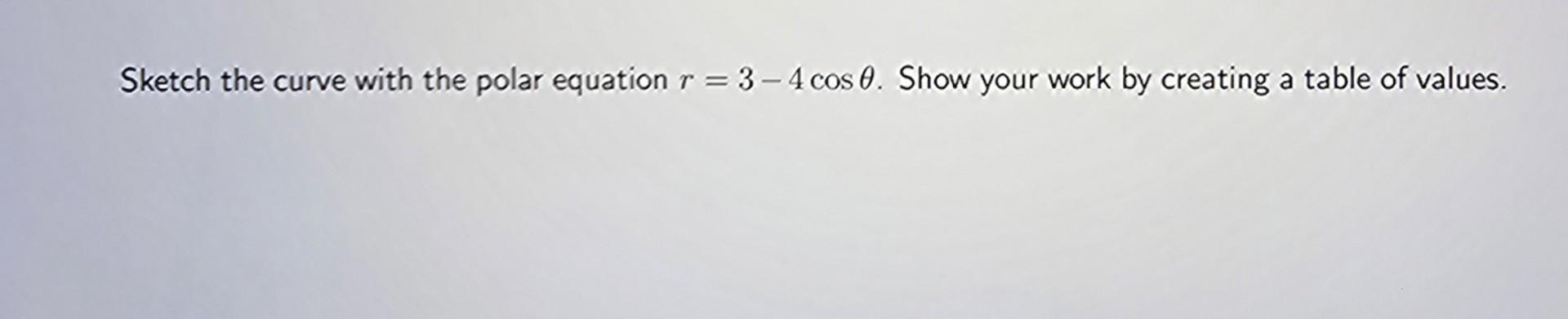 Solved Sketch the curve with the polar equation r=3−4cosθ. | Chegg.com
