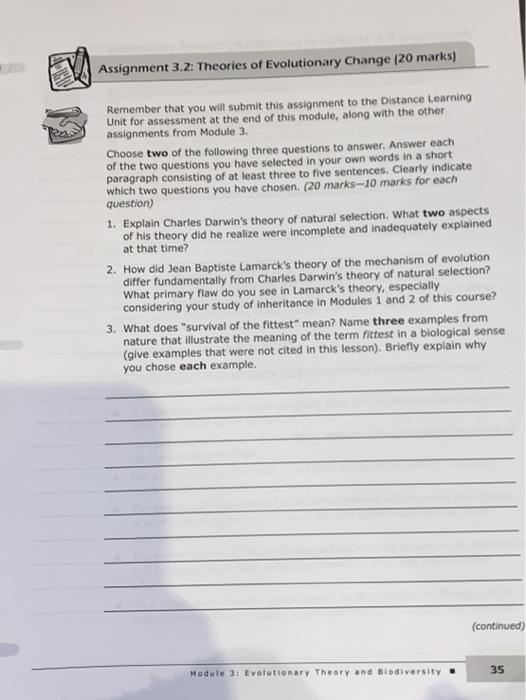 Solved Assignment 3.2: Theories of Evolutionary Change (20 | Chegg.com