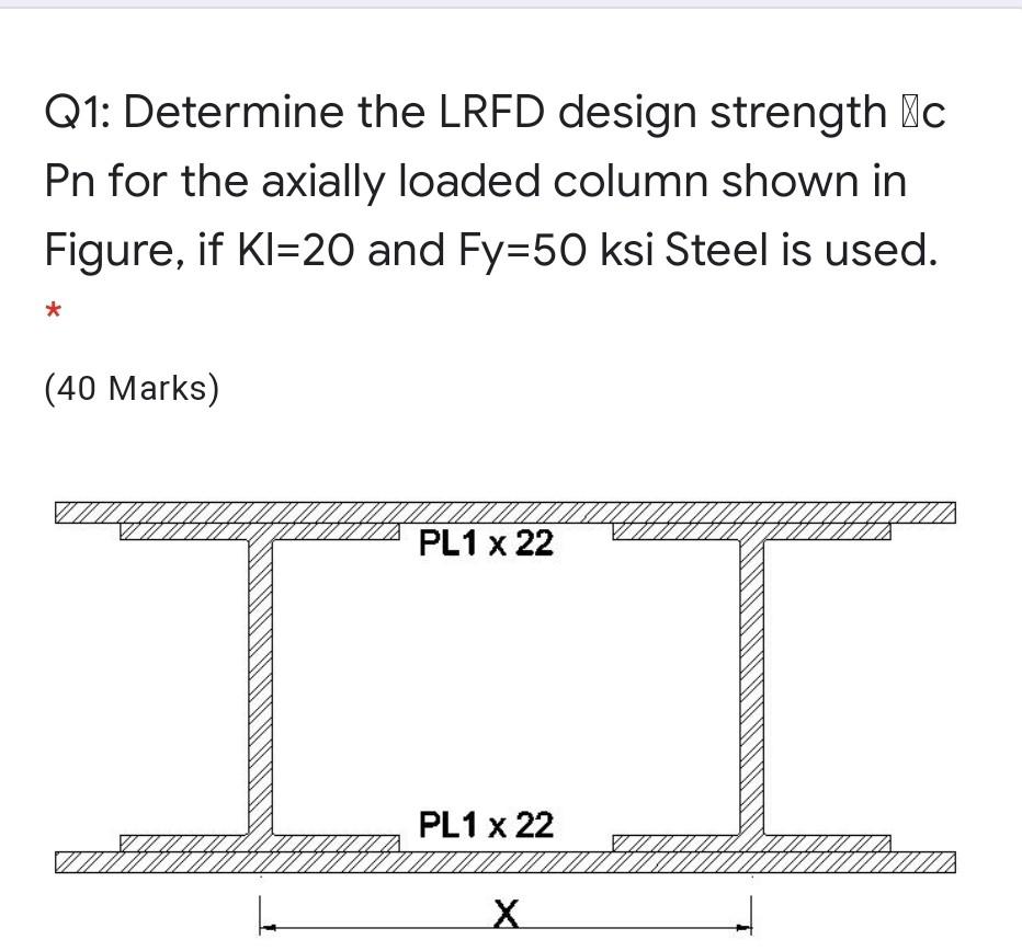 Q1: Determine the LRFD design strength 'c Pn for the | Chegg.com