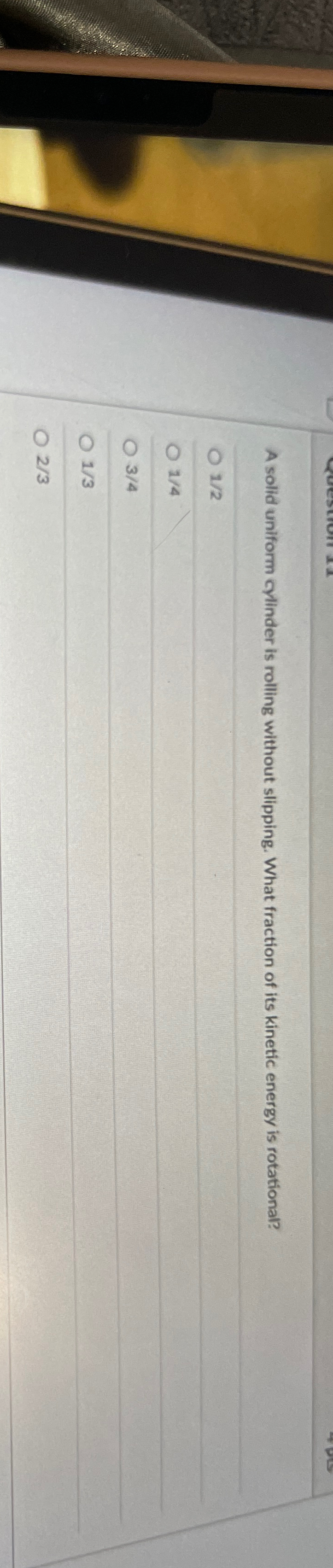 Solved A solid uniform cylinder is rolling without slipping. | Chegg.com