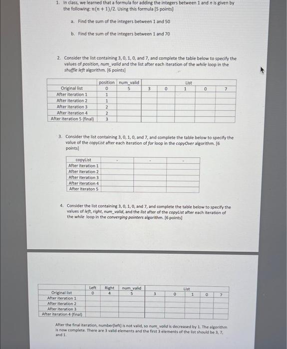 Solved 1. In class, we learned that a formula for adding the | Chegg.com