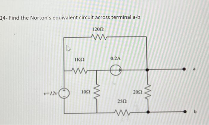 Solved Q4- Find the Norton's equivalent circuit across | Chegg.com
