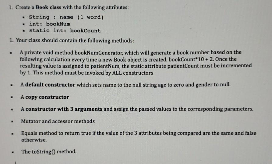 Solved 1. Create a Book class with the following attributes: | Chegg.com