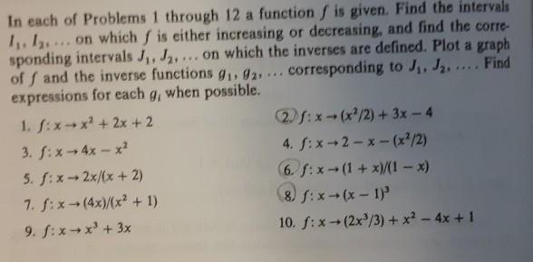 Solved In Each Of Problems 1 Through 12 A Functionſ Is