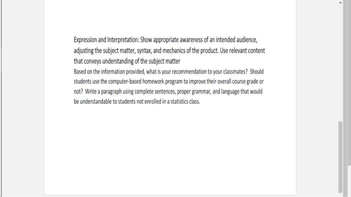 Solved Prompt A new computer-based homework program claims | Chegg.com