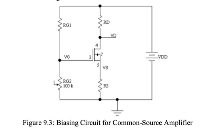 Solved VG Figure 9.3: Biasing Circuit for Common-Source | Chegg.com