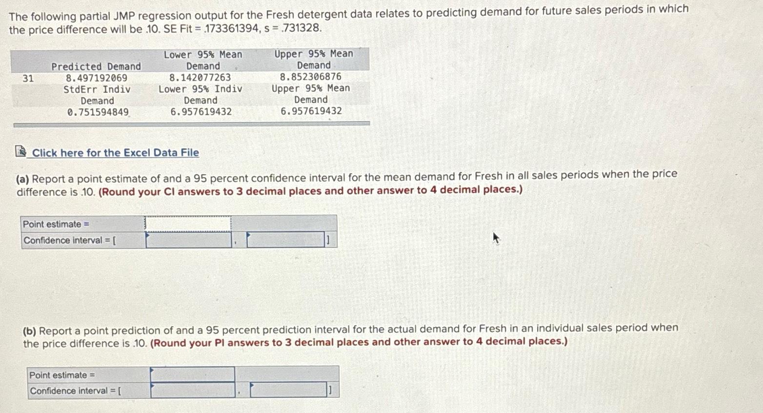 Solved The following partial JMP regression output for the | Chegg.com