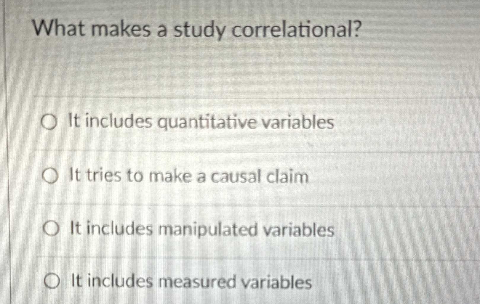 Solved What makes a study correlational?It includes | Chegg.com