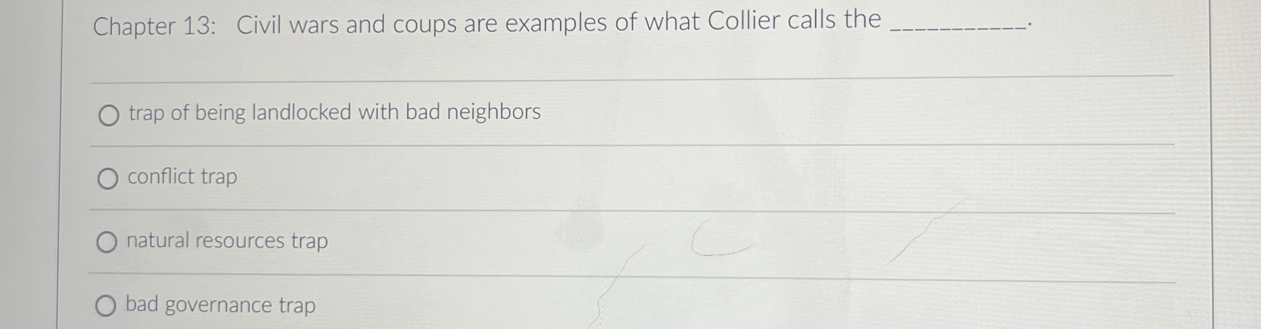 Solved Chapter 13: Civil wars and coups are examples of what | Chegg.com