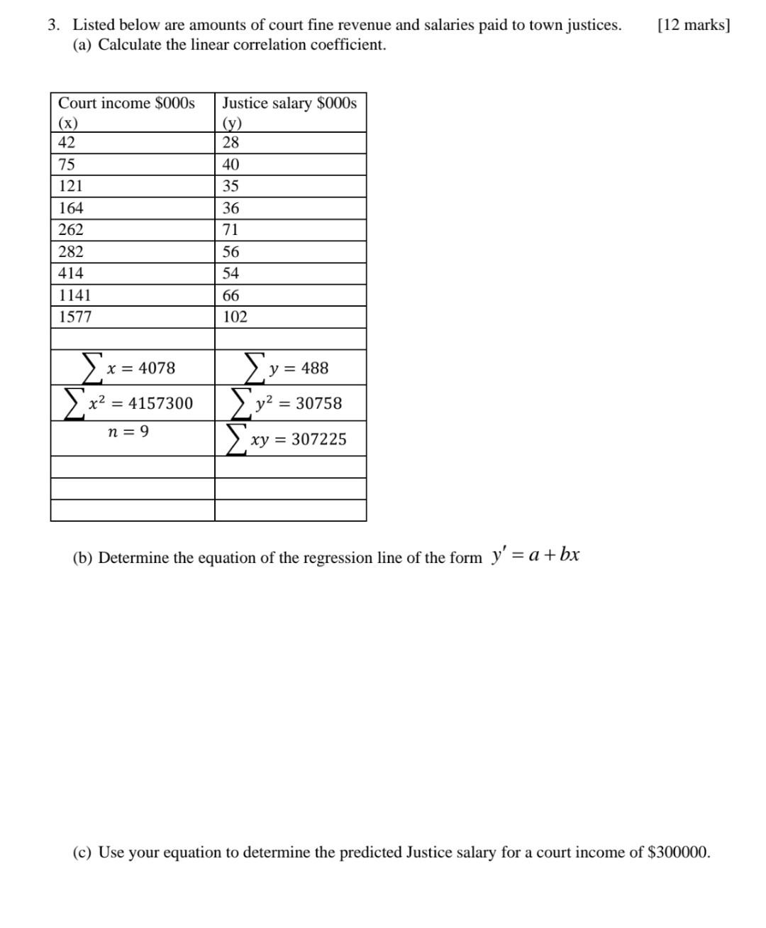 Solved 3. Listed below are amounts of court fine revenue and | Chegg.com
