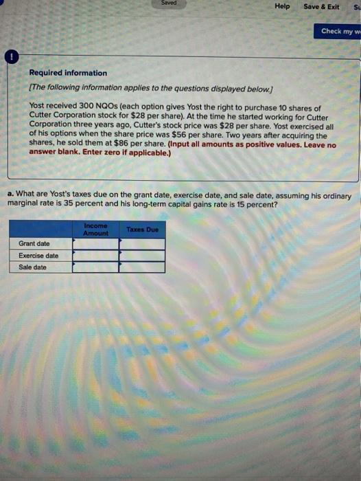 Solved Saved Help Save & Exit su Check my w Required | Chegg.com