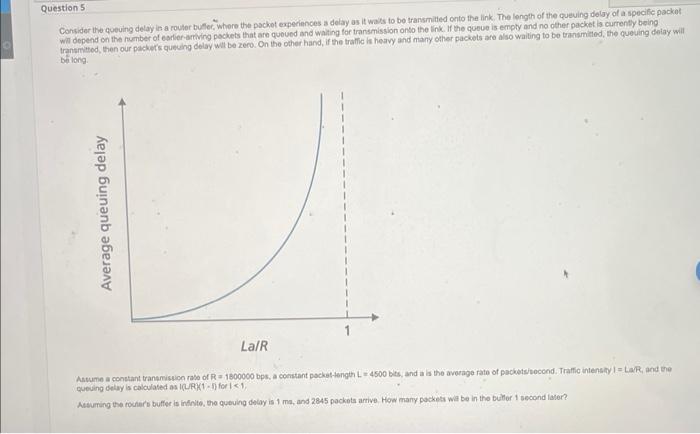Solved uestion 5 Consider the queuing delay in a rouler | Chegg.com
