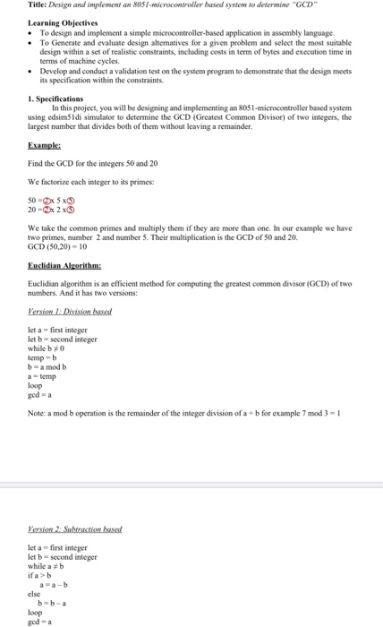 Title: Design and implement an 8051-microcontroller | Chegg.com