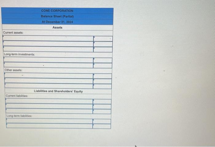 Cone Corporation is in the process of preparing its | Chegg.com