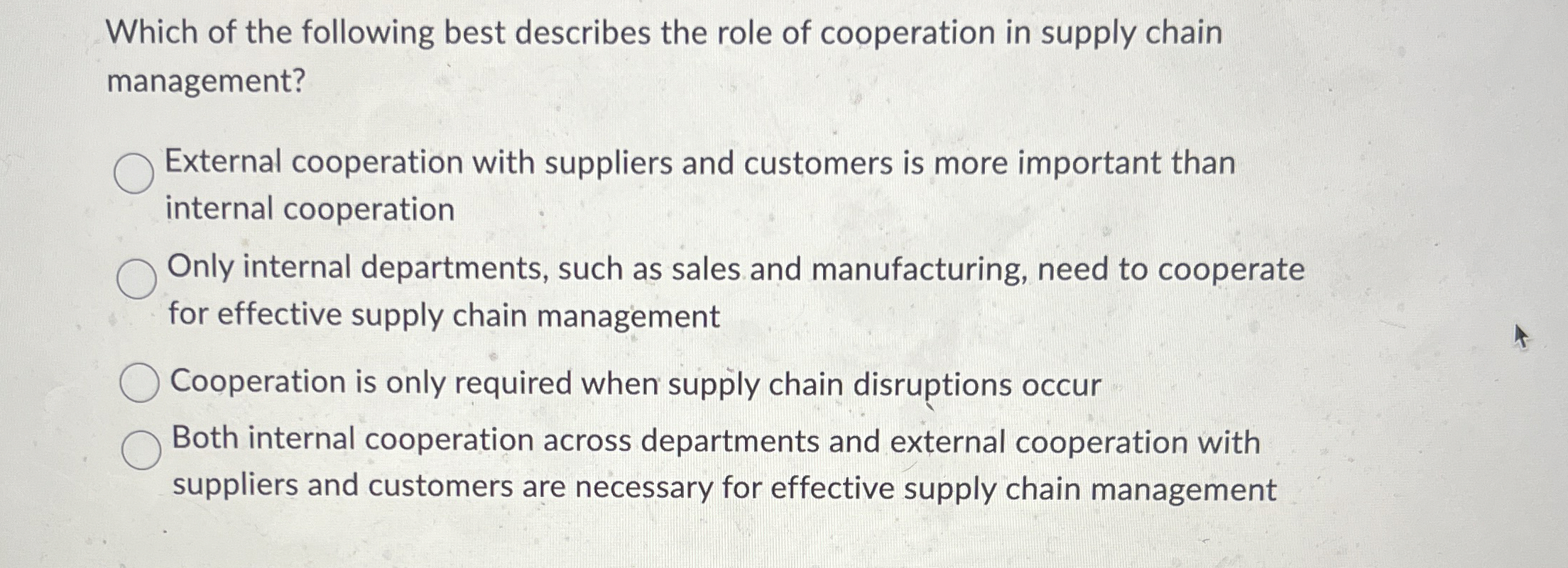 Solved Which of the following best describes the role of | Chegg.com