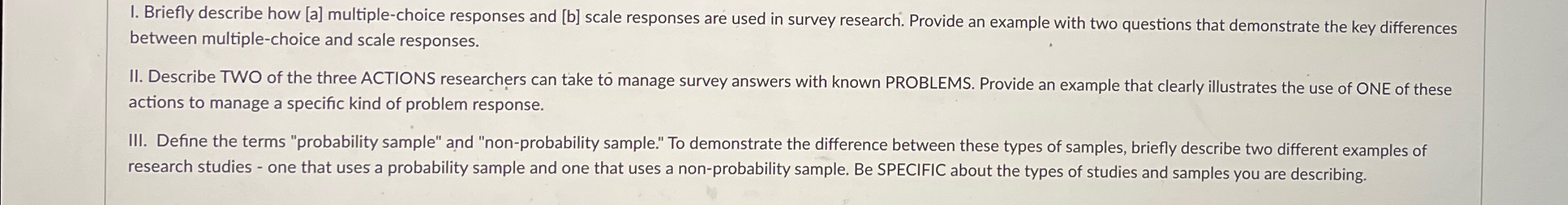 Solved I. Briefly describe how [a] ﻿multiple-choice | Chegg.com
