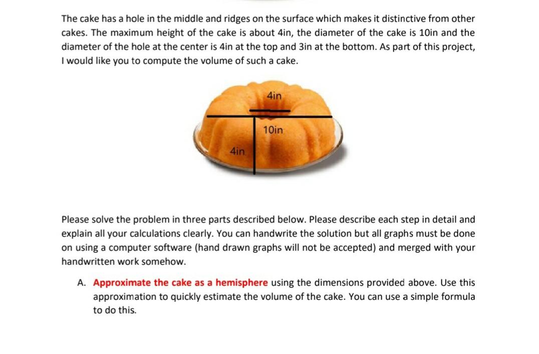 Solved The cake has a hole in the middle and ridges on the | Chegg.com