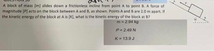 Solved A block of mass [m] slides down a frictionless | Chegg.com