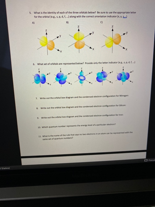 Solved 5. What is the identity of each of the three orbitals | Chegg.com