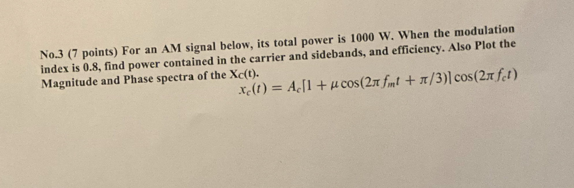 Solved I need help with the plot - ﻿ For an AM signal below, | Chegg.com