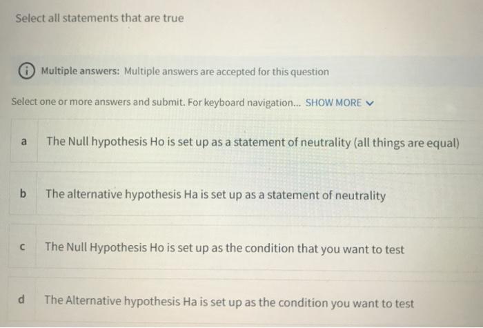 Solved Select all statements that are true Multiple answers: | Chegg.com