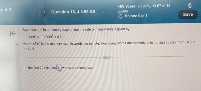 Solved Suppose that in a memory experiment the rate of | Chegg.com